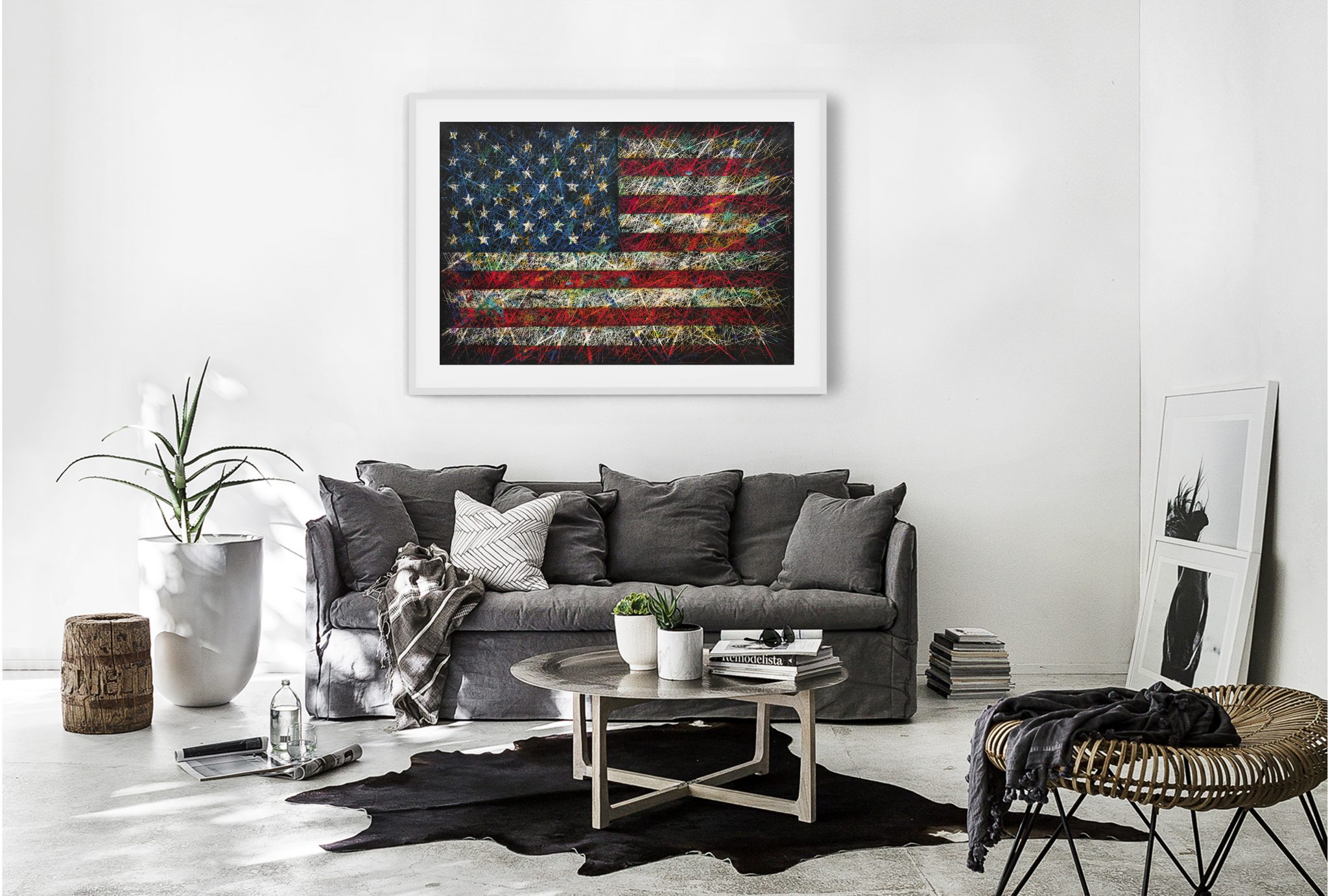 Flag of USA. Hand painted American Flag wall art – ArtForLoft