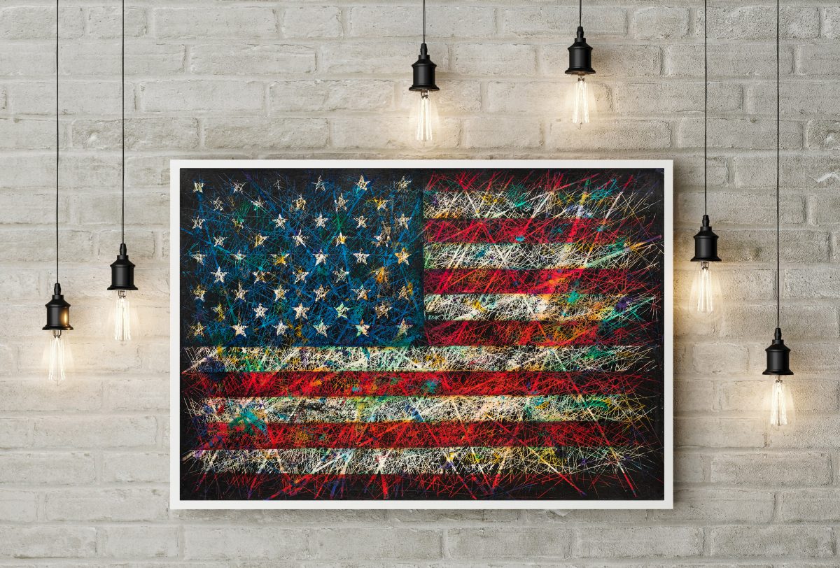 Flag of USA. Hand painted American Flag wall art – ArtForLoft