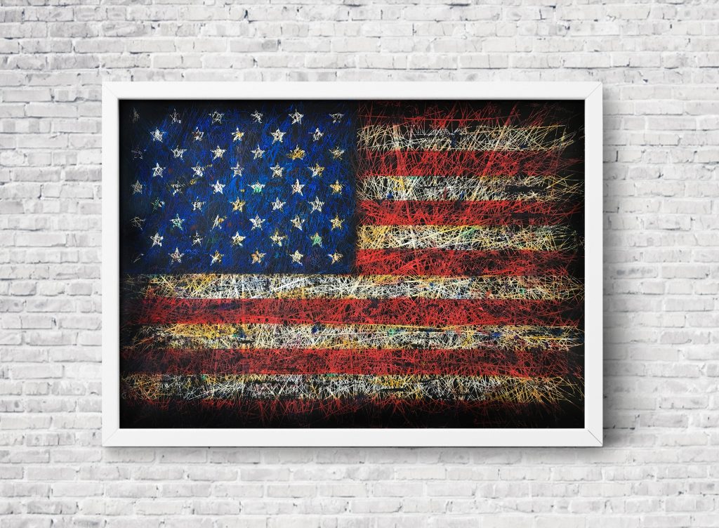 Flag of USA. Hand painted American Flag wall art – Art For Loft
