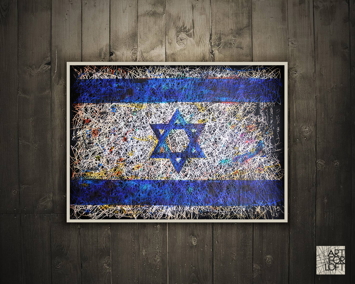 Flag of Israel. Hand painted wall art – Art For Loft