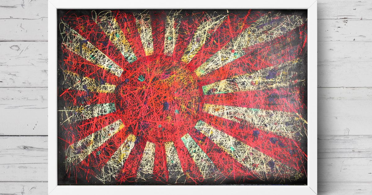 Flag of Japan Rising Sun. Hand painted wall art – ArtForLoft