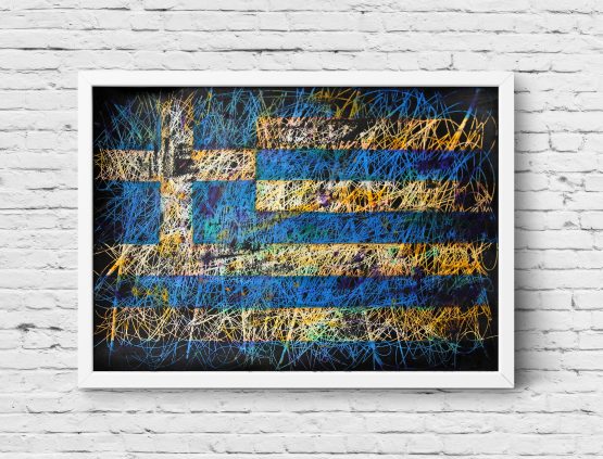 Flag of Greece. Hand painted wall art – ArtForLoft