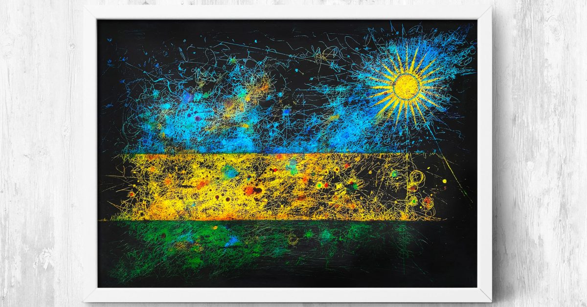 Flag of Rwanda. Hand painted wall art – ArtForLoft