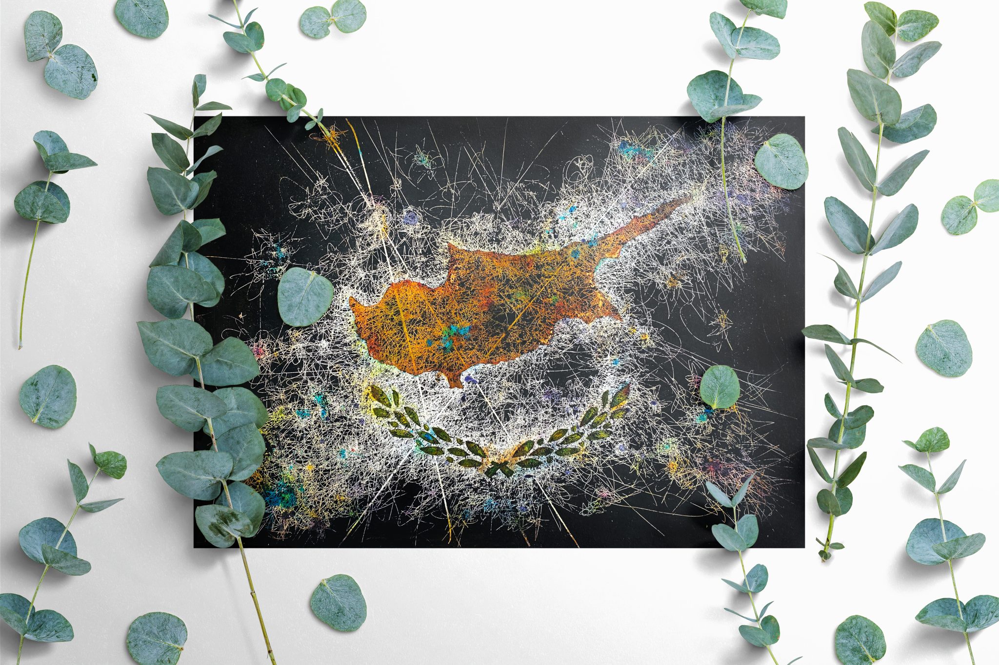 Flag of Cyprus. Hand painted wall art – ArtForLoft