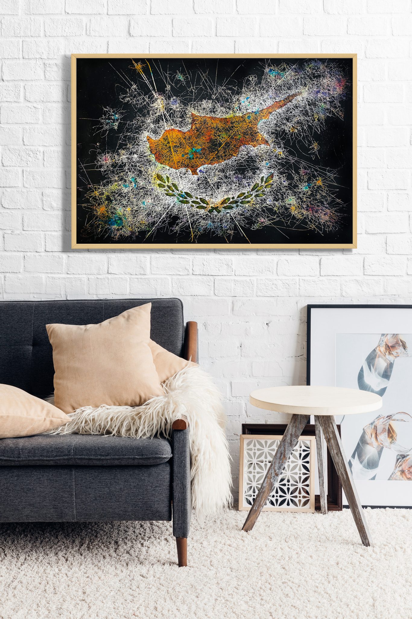 Flag of Cyprus. Hand painted wall art – ArtForLoft