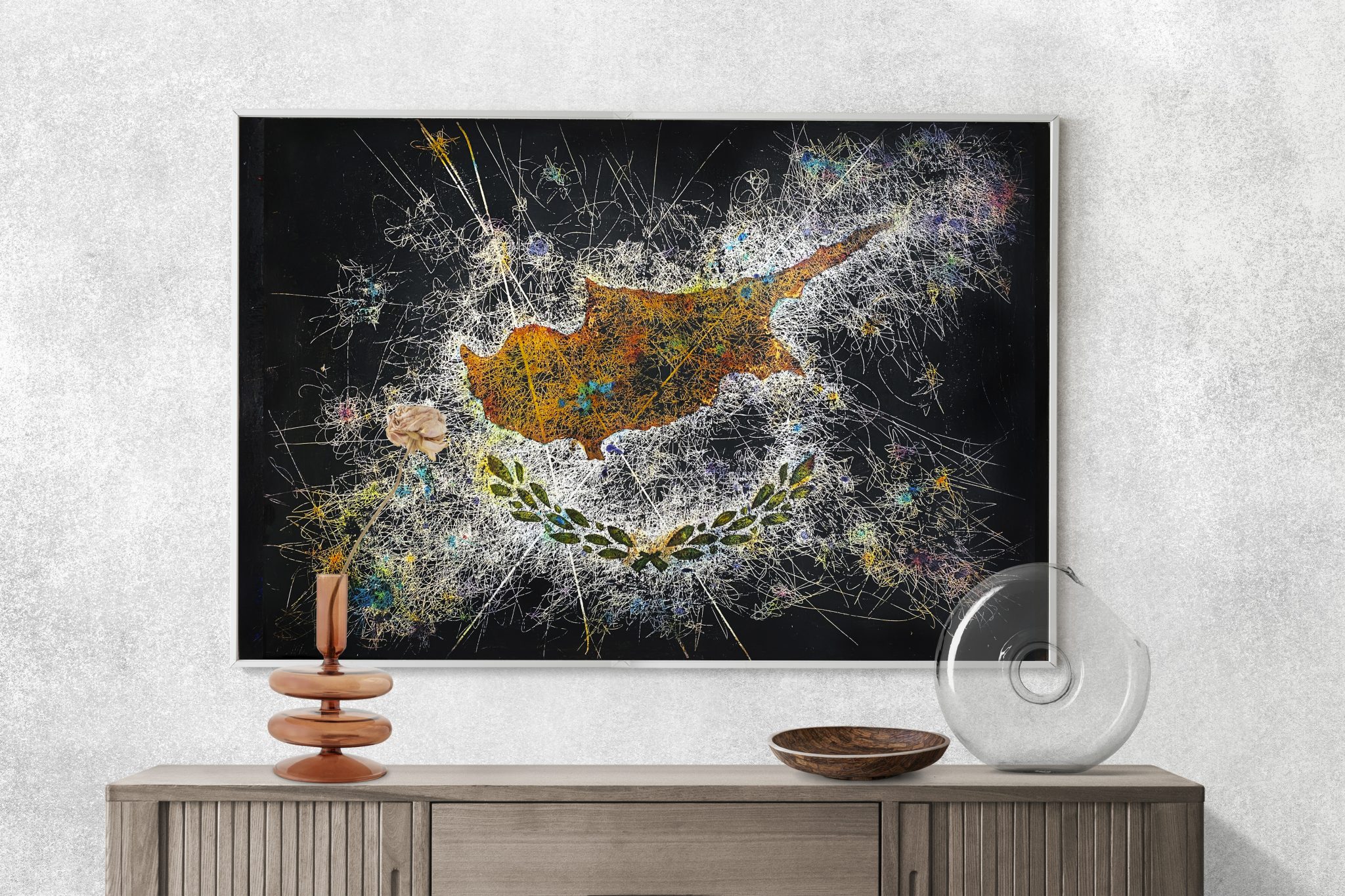 Flag of Cyprus. Hand painted wall art – ArtForLoft