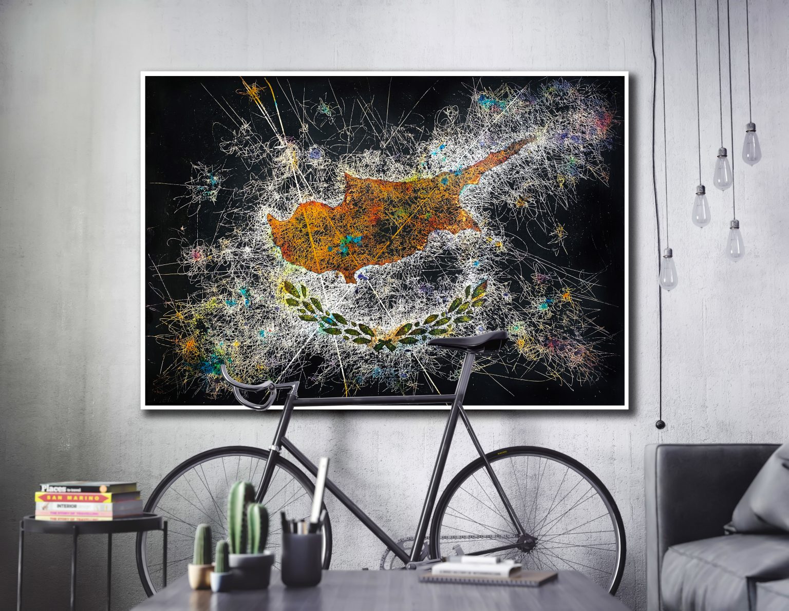 Flag of Cyprus. Hand painted wall art – ArtForLoft