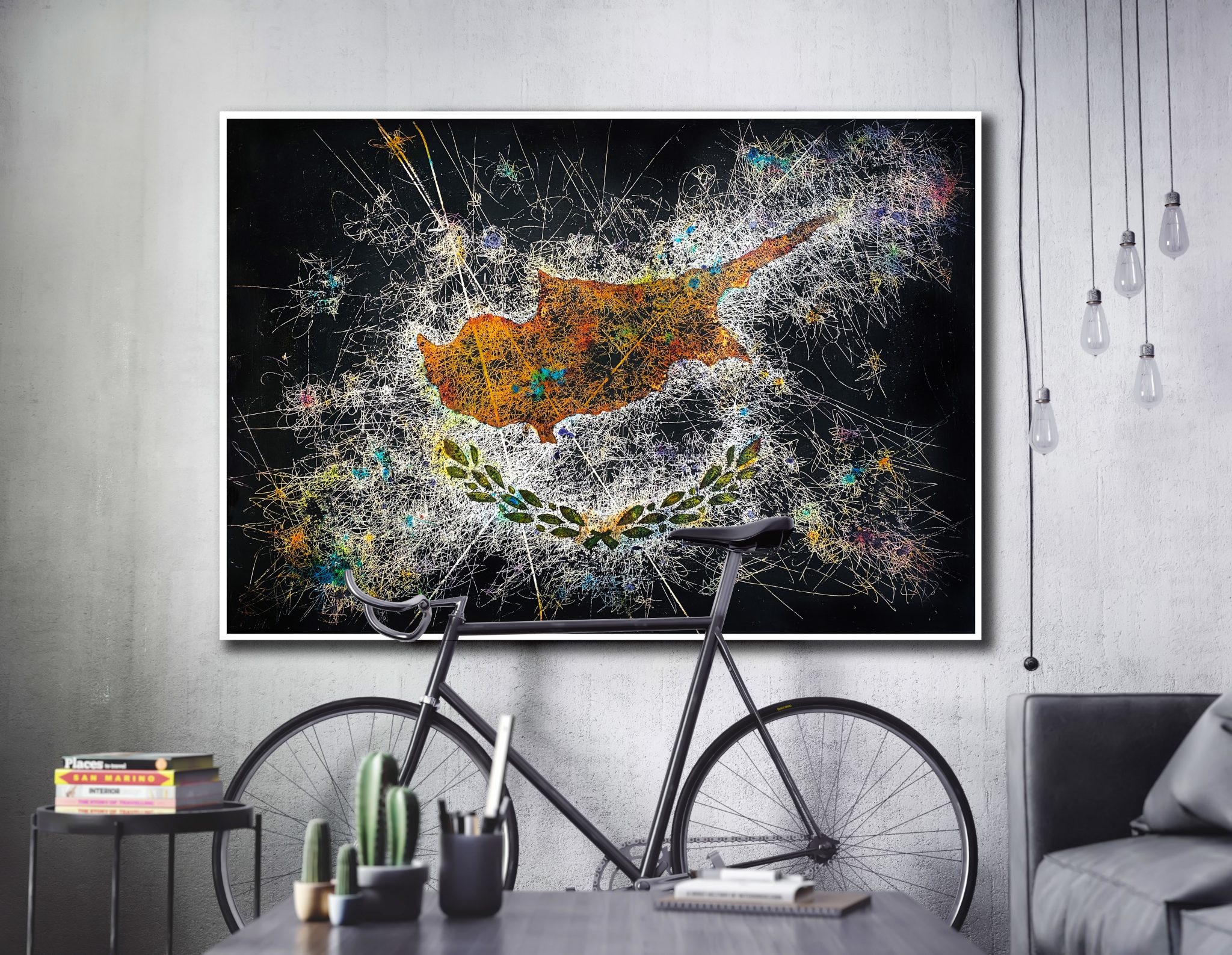 Flag of Cyprus. Hand painted wall art – ArtForLoft