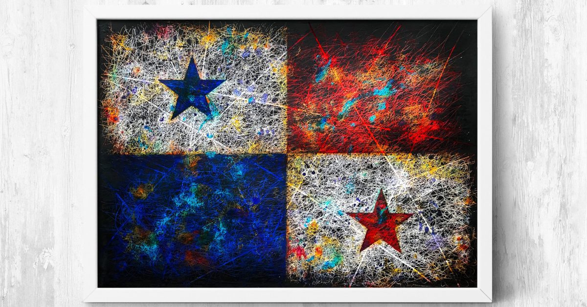 The Flag of Panama. Hand painted wall art – ArtForLoft