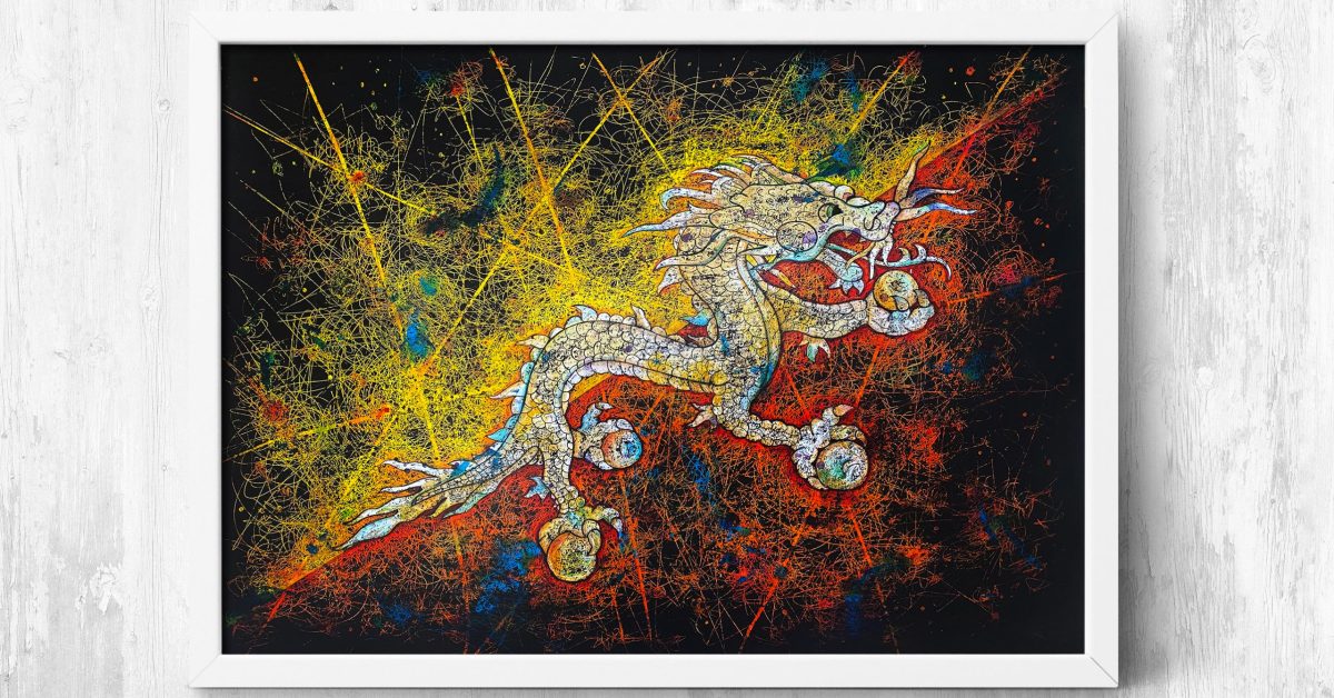 The Flag of Bhutan. Hand painted wall art – ArtForLoft